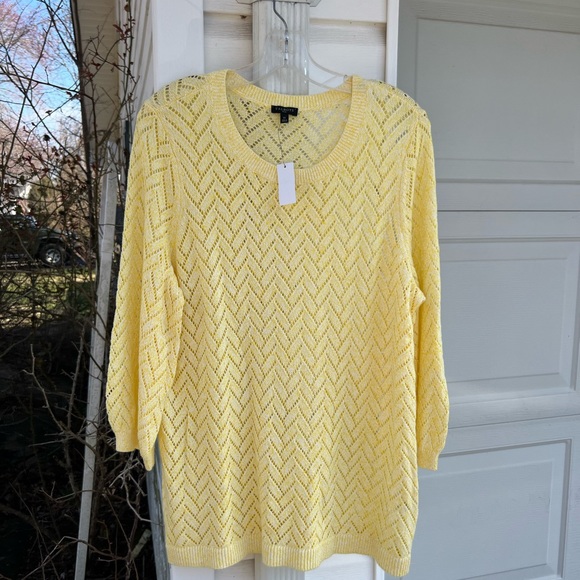 Talbots | Sweaters | Nwt Talbots Pretty Yellow Chevron Open Weave 34 ...